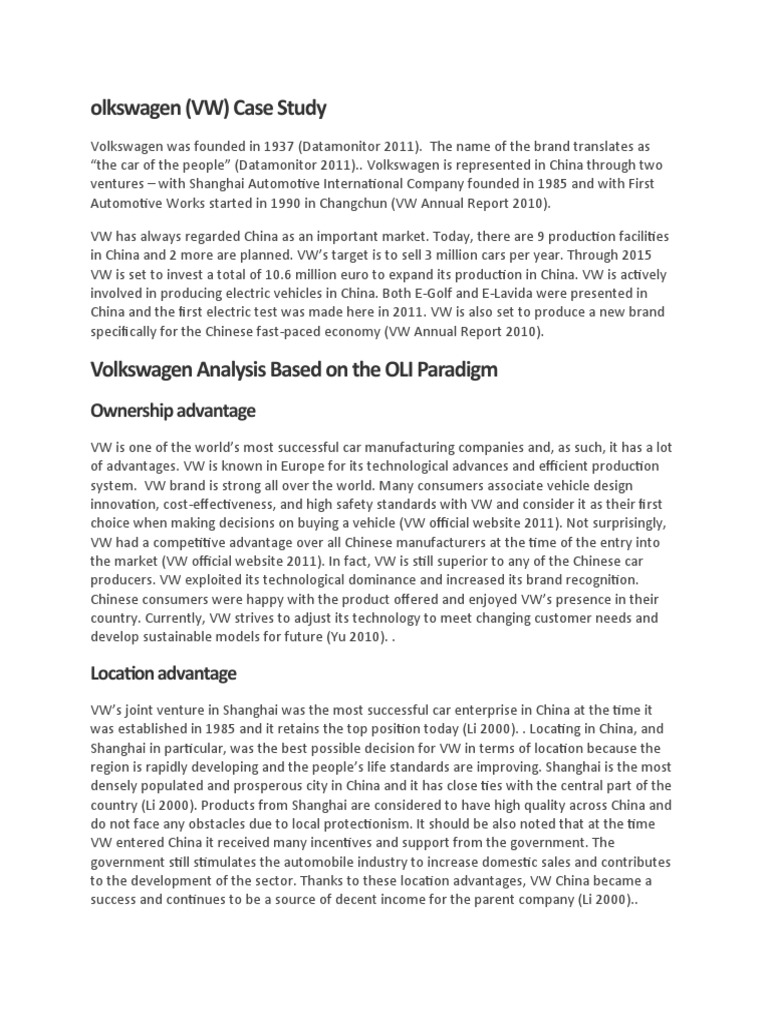 Case Study Volkswagen | PDF | Volkswagen | China