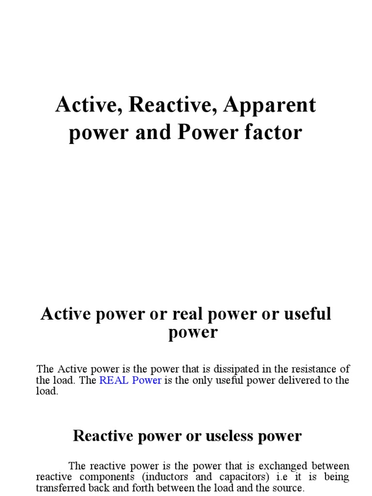 Active and Reactive Power | PDF | Ac Power | Power (Physics)