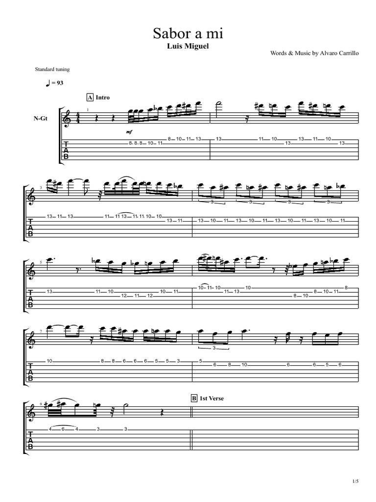 Luis Miguel - Sabor A Mi SOLO PDF | PDF | Song Structure | Songs
