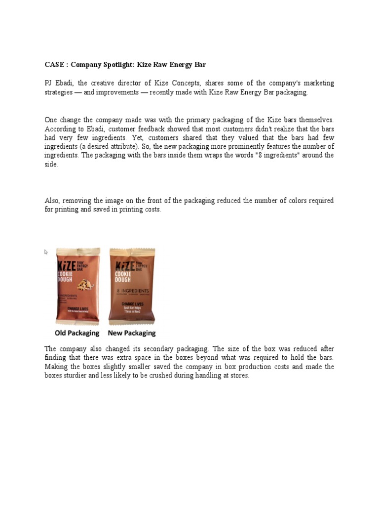 CASE: Company Spotlight: Kize Raw Energy Bar | PDF