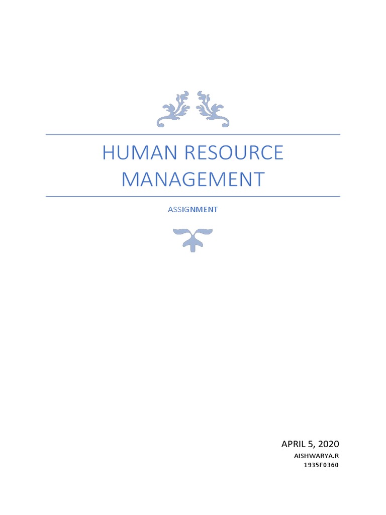 Human Resource Management: Assignment | PDF