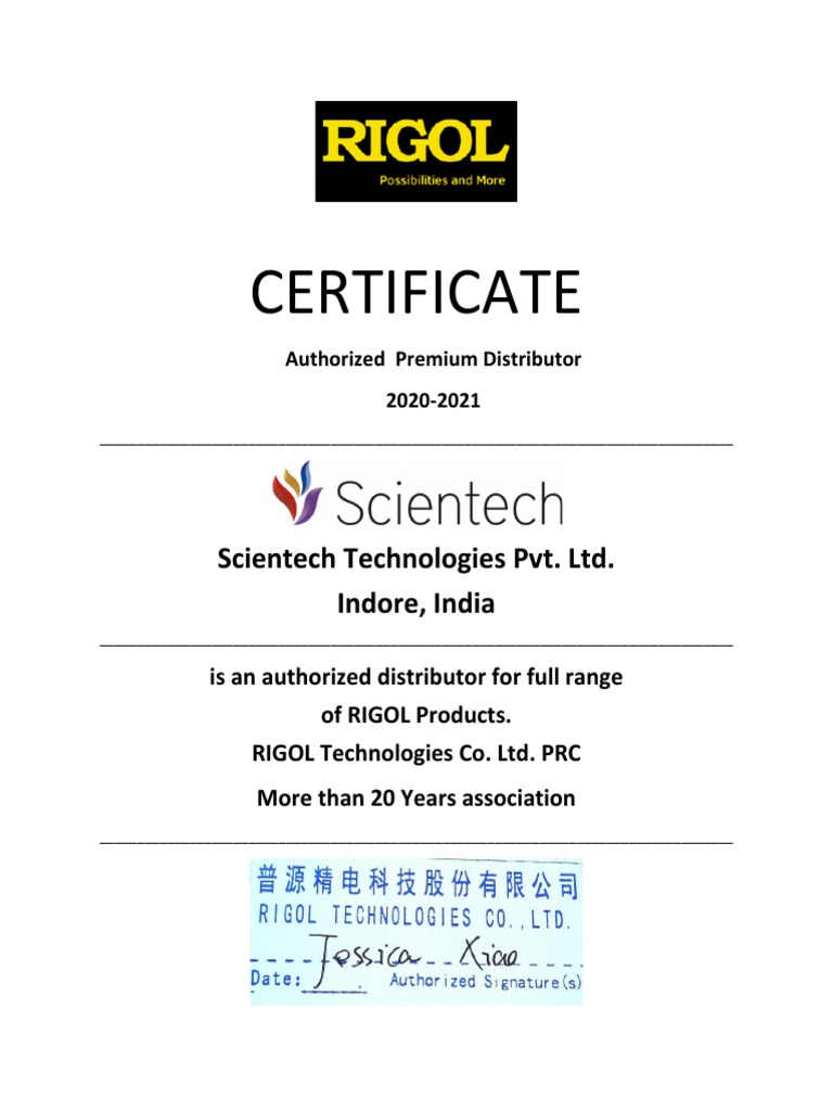 Certificate: Scientech Technologies Pvt. Ltd. Indore, India | PDF