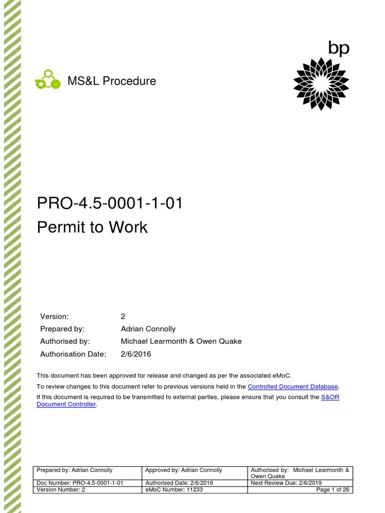 Permit - To - Work - 6 PDF | PDF | Occupational Safety And Health ...