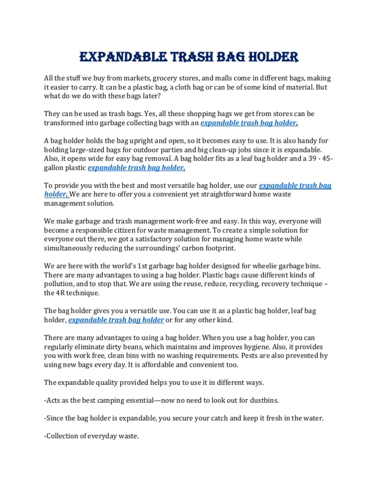 Expandable Trash Can | PDF | Waste | Economy And The Environment