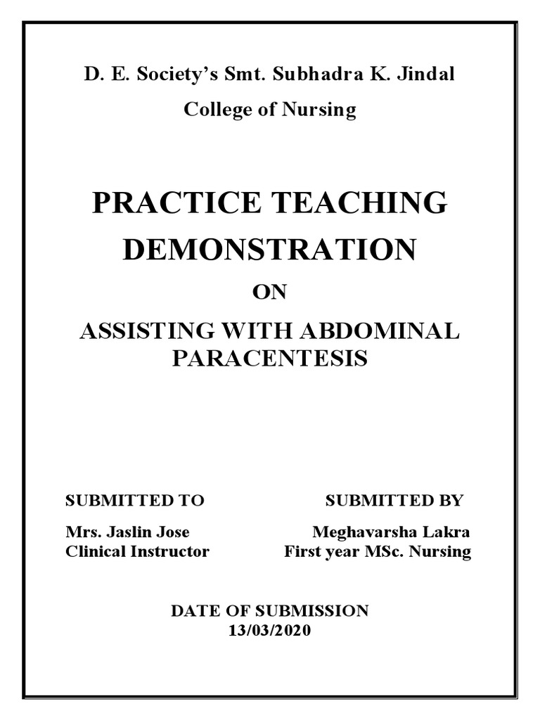 Assisting with Abdominal Paracentesis | PDF
