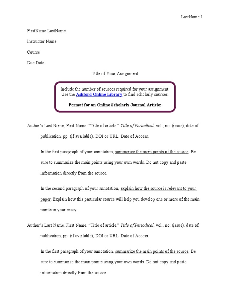 MLA - Annotated Bibliography Template | PDF | Digital Object Identifier ...