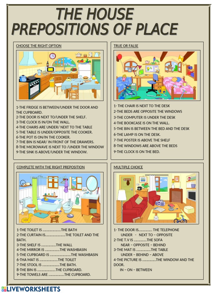 Prepositions of Place-My House-Test | PDF