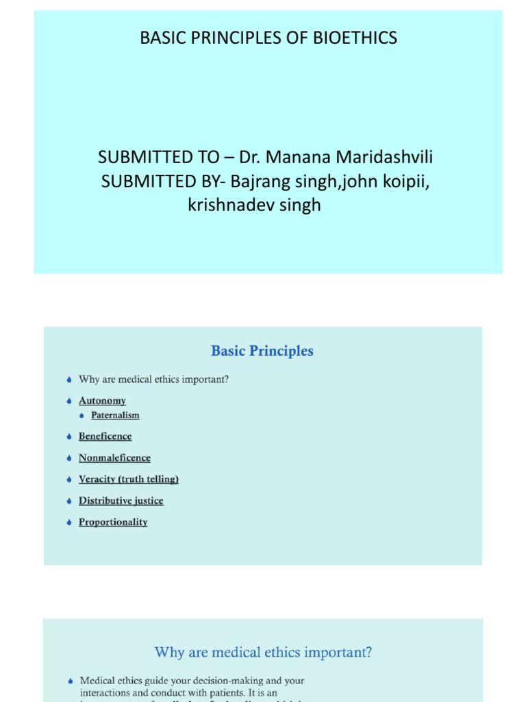 Basic Principles of Bioethics | PDF