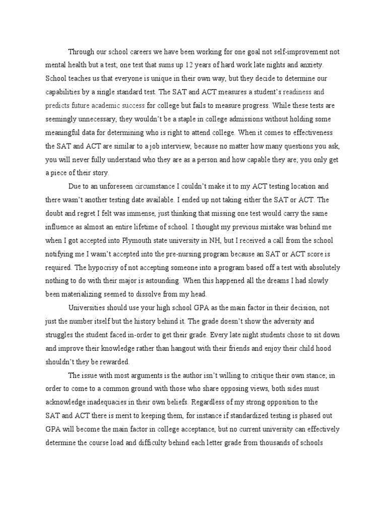 Draft 2 | PDF | Sat | Standardized Tests