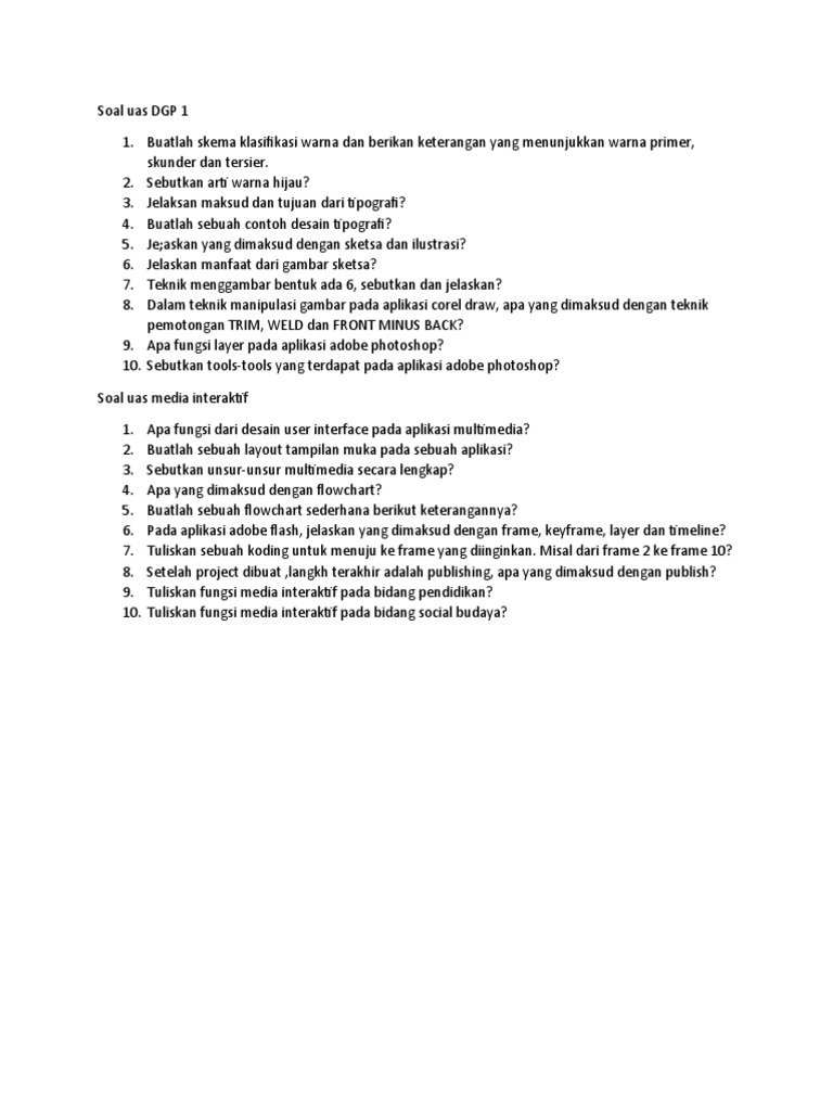 Soal Uas DGP 1 | PDF