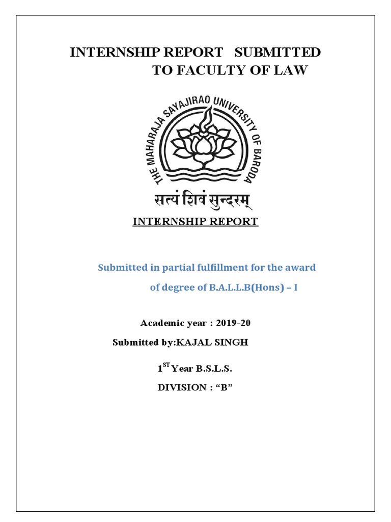 New Internship Report Submitted To Faculty of Law 2019-20-1 | Download ...