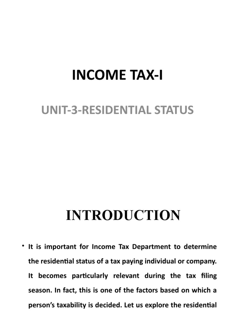 Unit 3 Residential Status | PDF | Income Tax | Taxes