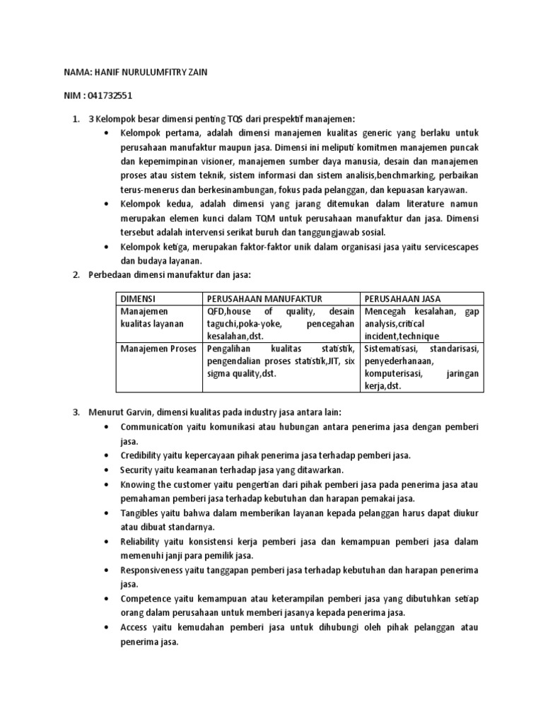 Tugas 3 Manajemen Kualitas | PDF | Bisnis