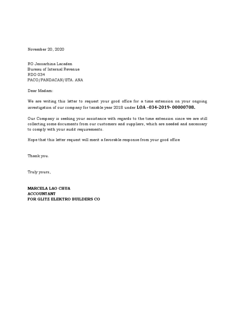 Letter Request Time Extension Loa 2018 Glitz Elektro | PDF