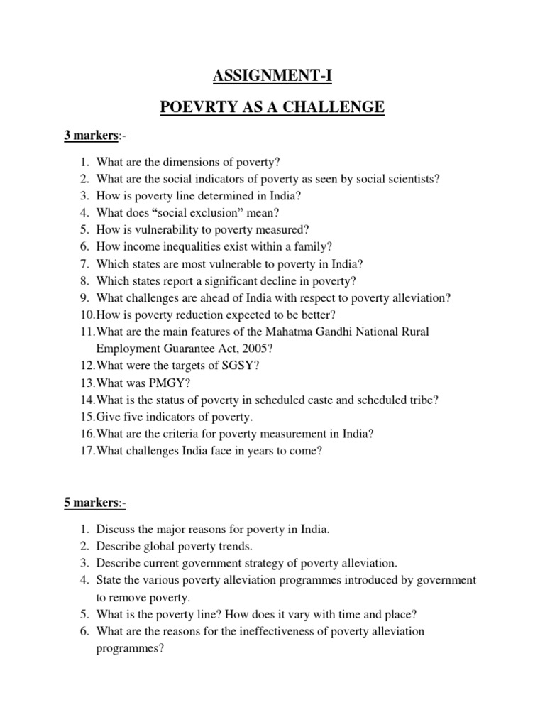 Assignment - I ( (Poverty As A Challenge) PDF | PDF | Poverty Reduction ...