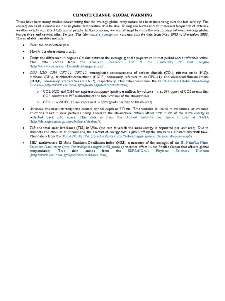 Assignment I-Climate Change - Doc | PDF | Chlorofluorocarbon | Global ...