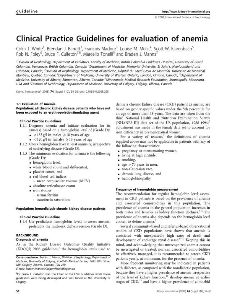 Clinical Practice Guidelines For Evaluation of Anemia | PDF | Anemia ...