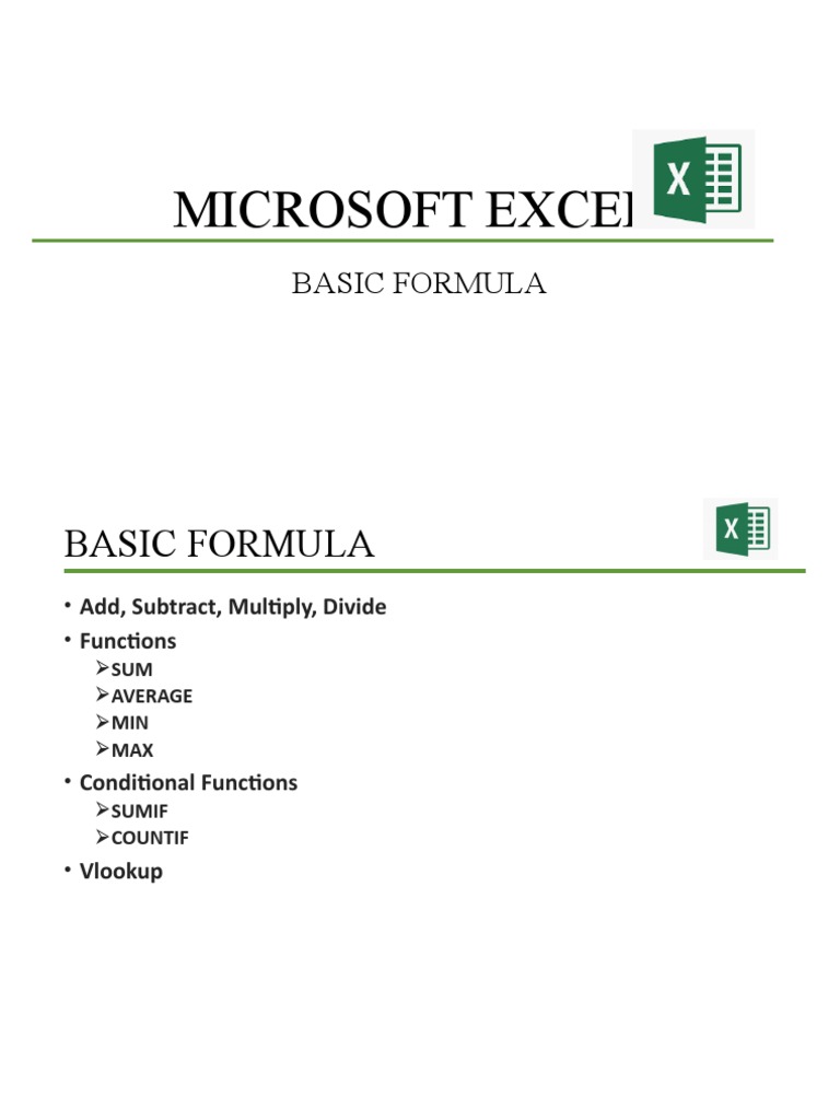 Microsoft Excel: Basic Formula | PDF