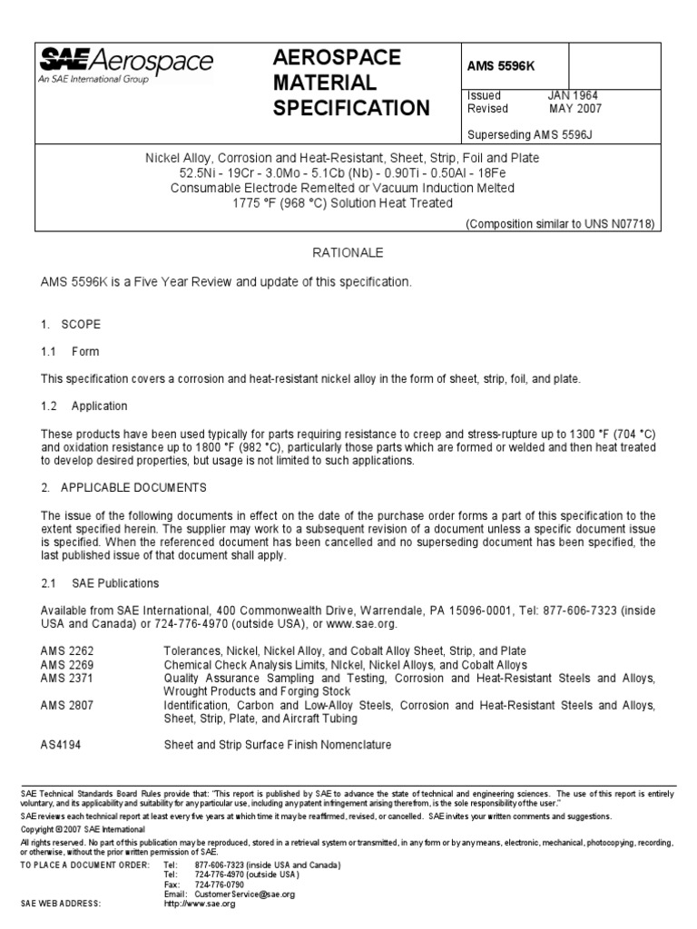 Ams 5596K PDF | PDF | Ultimate Tensile Strength | Heat Treating