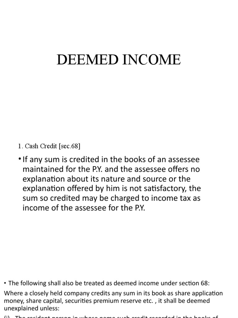 Deemed Income | PDF | Expense | Taxes