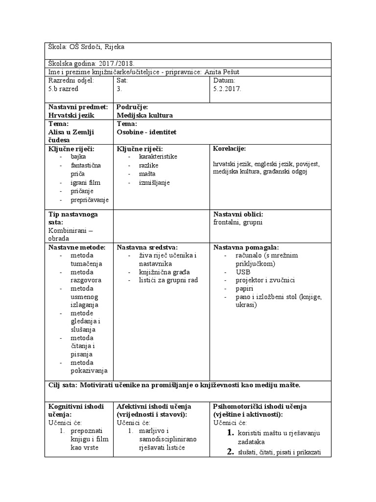 Alisa-Ogledni Sat - Priprema | PDF