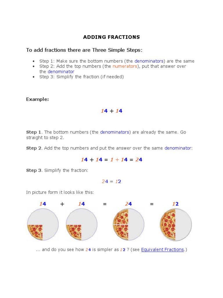 To Add Fractions There Are Three Simple Steps | PDF | Fraction ...