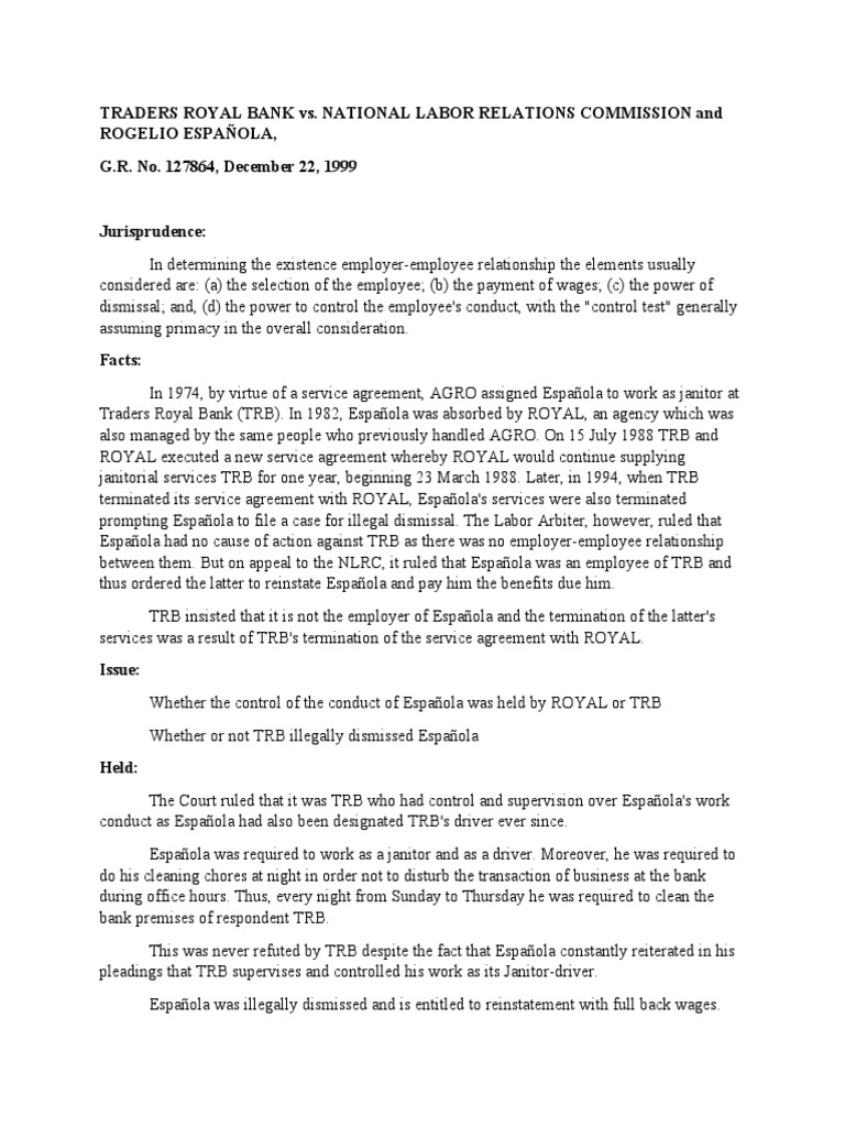 TRADERS ROYAL BANK vs. NATIONAL LABOR RELATIONS COMMISSION | PDF