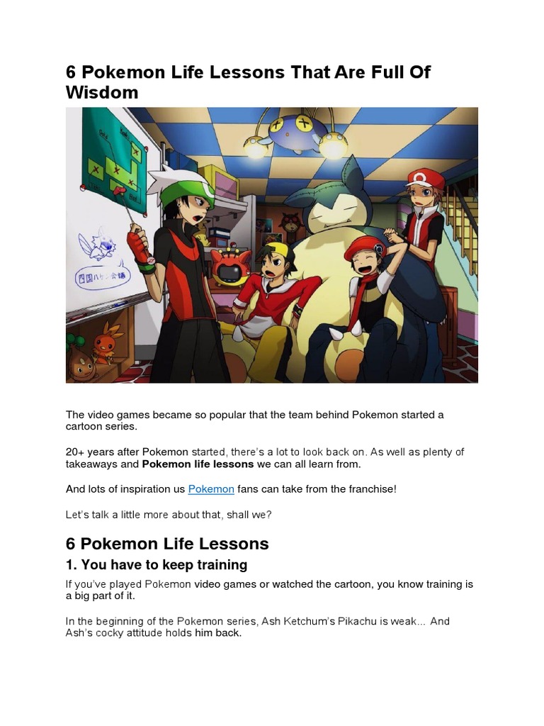 6 Pokemon Life Lessons That Are Full of Wisdom | PDF | Pokémon ...