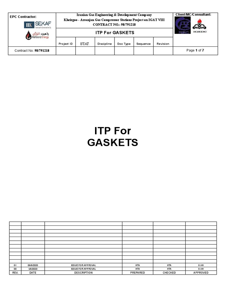 Itp For Gasket - r1 | PDF | Specification (Technical Standard) | Business