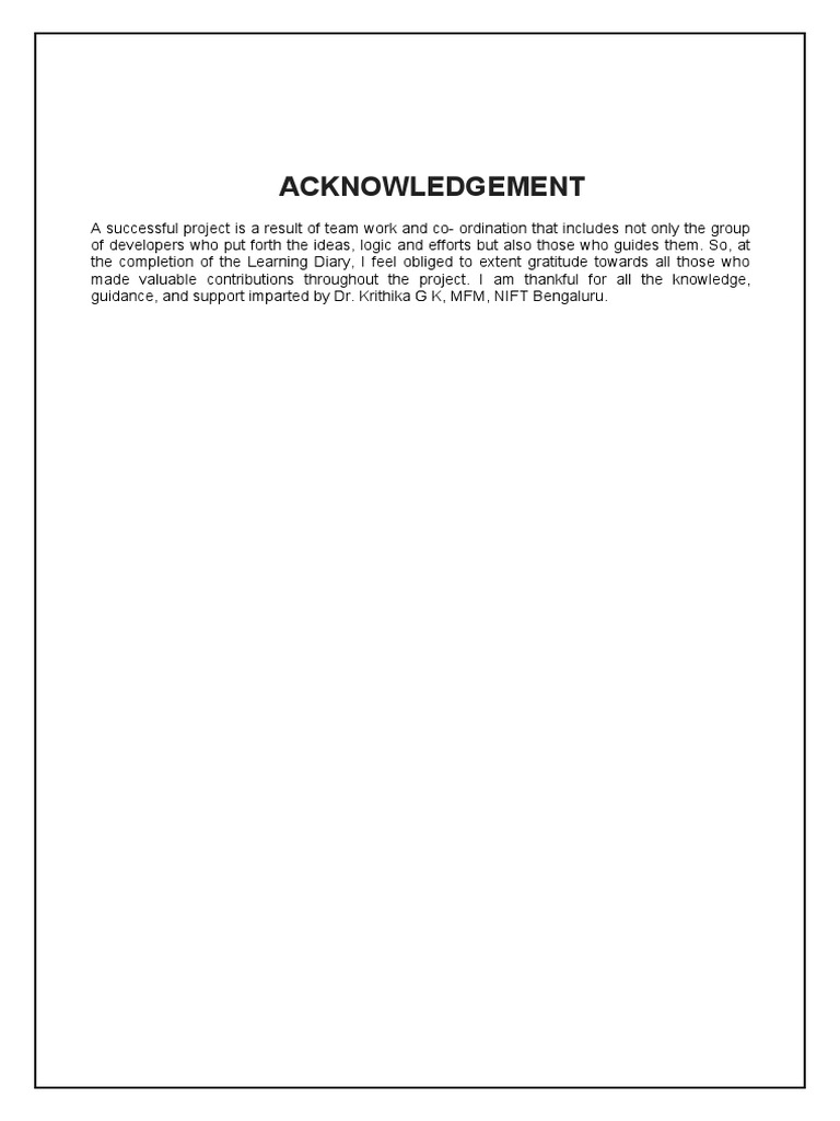 Acknowledgement | PDF | Weaving | Textiles