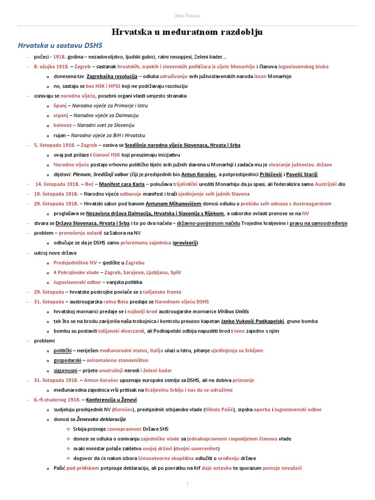 Hrvatska U Međuratnom Razdoblju (Povijest) | PDF