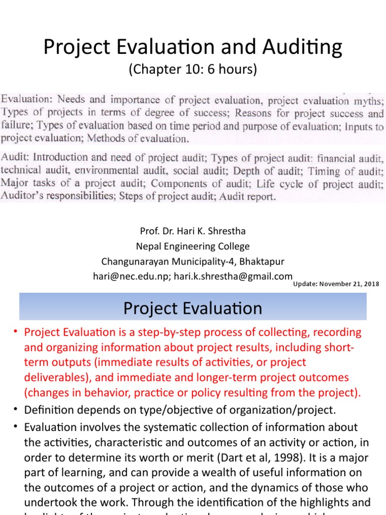 Project Evaluation and Auditing August2020 | PDF | Audit | Net Present Value