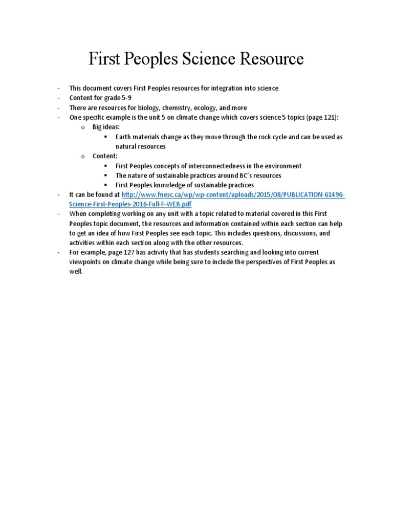 First Peoples Science Resource | PDF