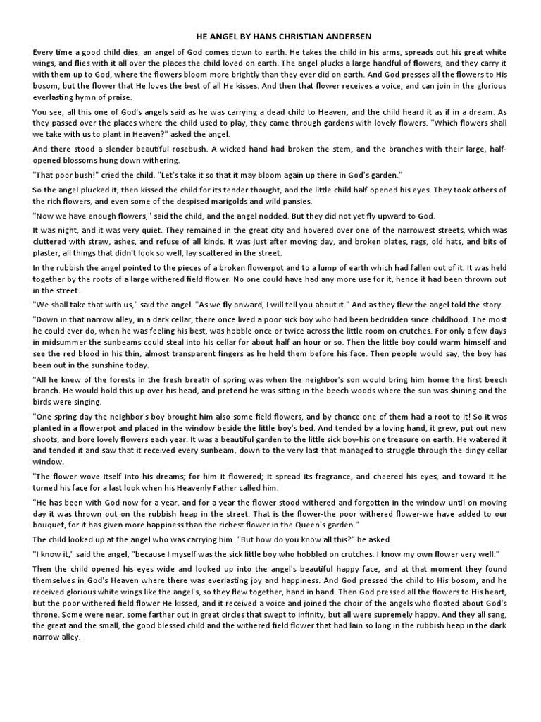 The Angel, Story Rubric | PDF | Angel | Flowers