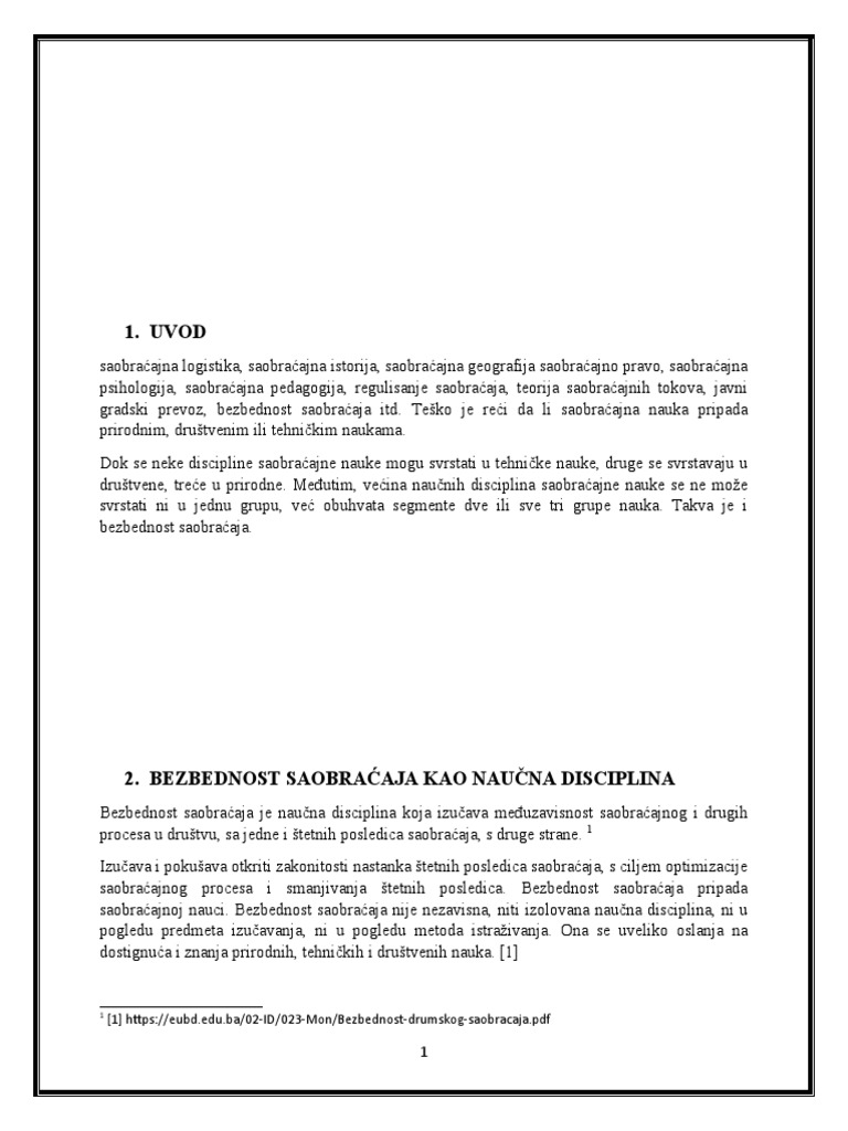 Bezbednost Saobraćaja Kao Naučna Disciplina SCB | PDF