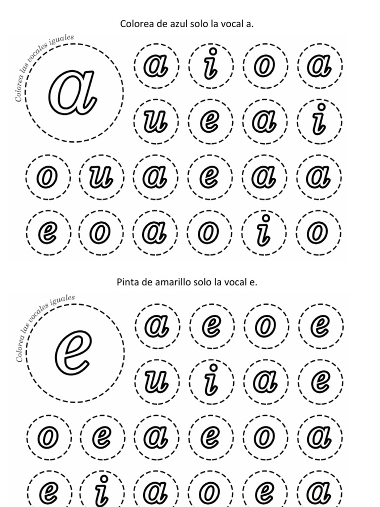 Colorea de Azul Solo La Vocal A | PDF