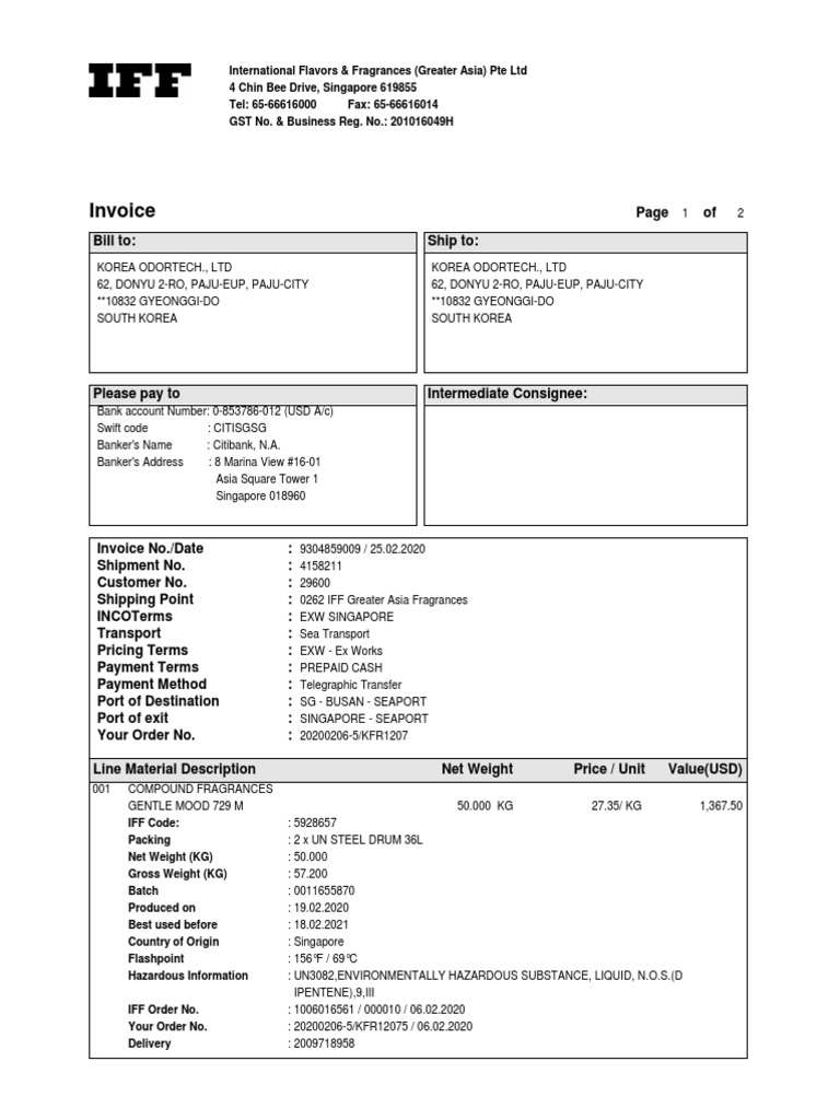 KOREA ODORTECH Final Inv | PDF | Invoice | Value Added Tax