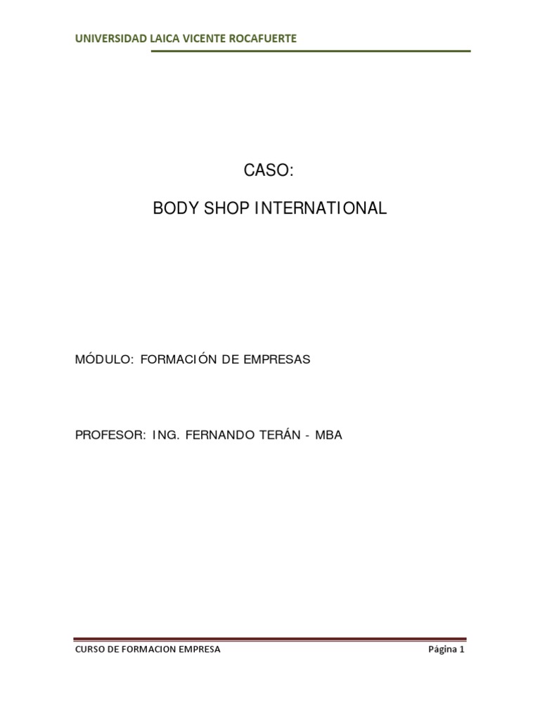 Caso Body Shop | PDF | Marketing | Productos cosméticos