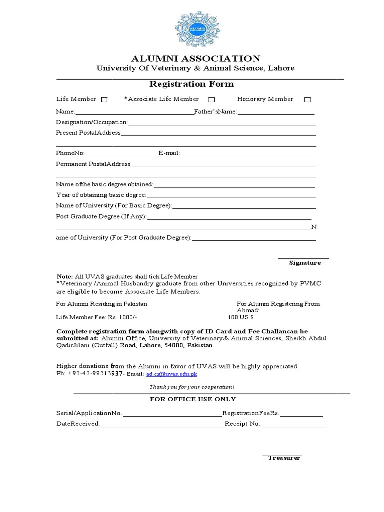 Alumni Association Alumni Association: Registration Form Registration ...