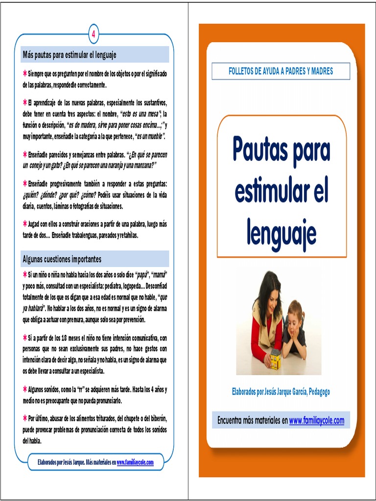 04 Folletos Pautas para Estimular El Lenguaje PDF | PDF | Patología del ...
