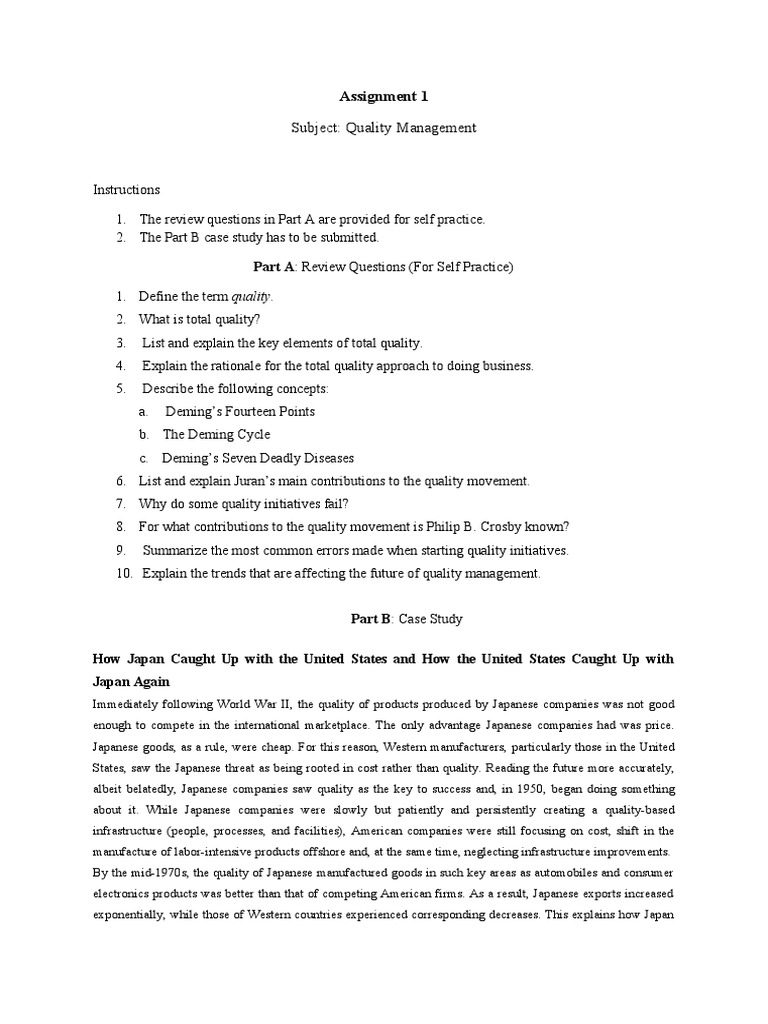 Quality Management Assignment | PDF | Quality Management | Japan