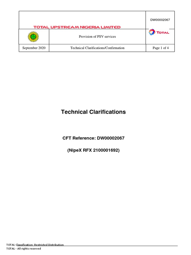 PSV CFT Technical Clarification-30092020 - New | PDF | Memorandum Of ...