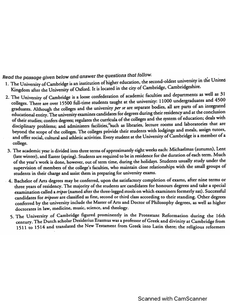 Class 11 - Comprehension Passage | PDF