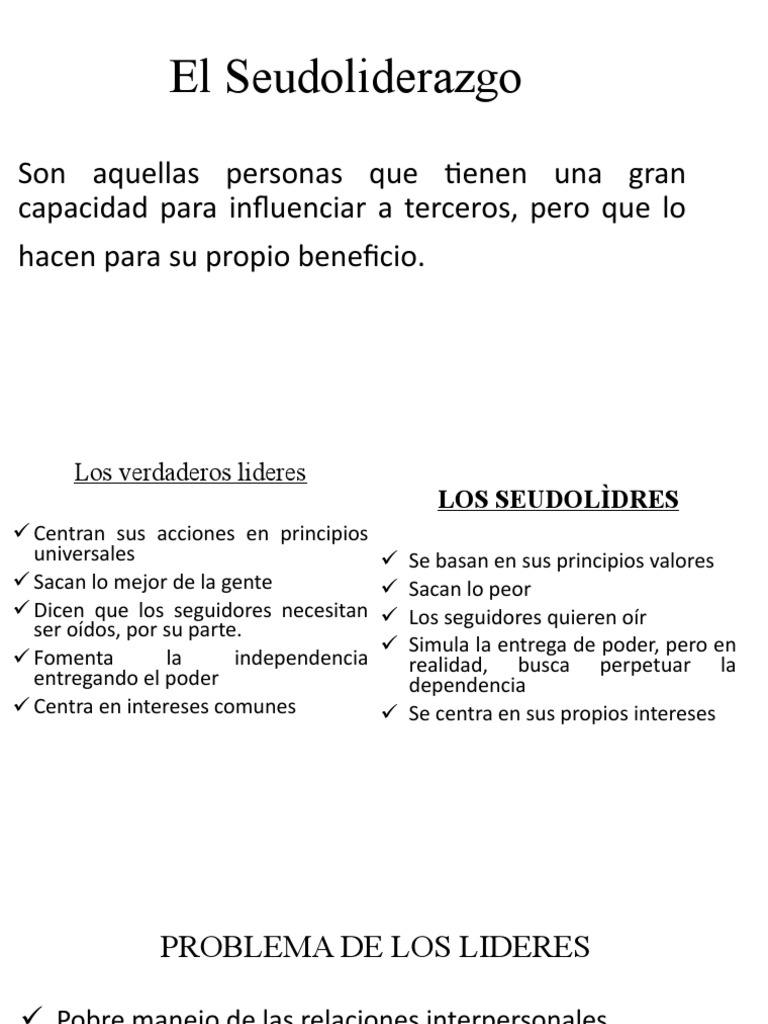 Seudoliderazgo: Beneficio Personal y Control | PDF