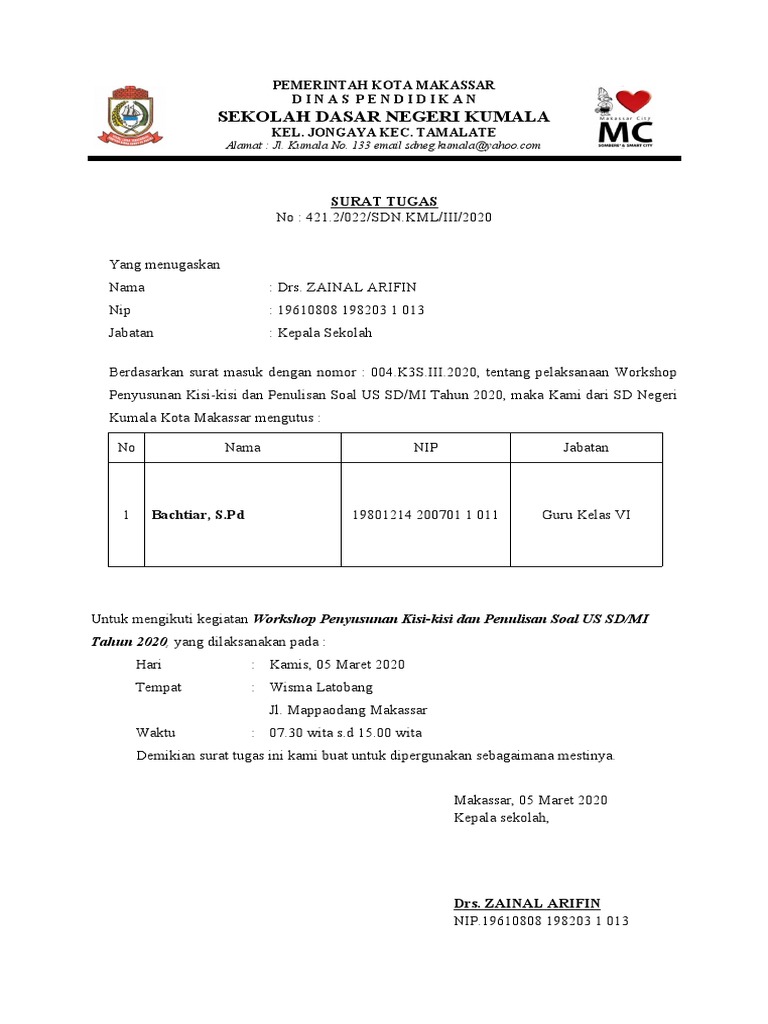 Contoh Surat Tugas Guru Mengikuti Pelatihan | PDF
