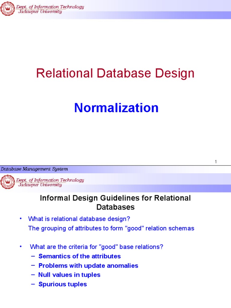 Relational Database Design: Normalization | PDF | Relational Database | Information Technology ...