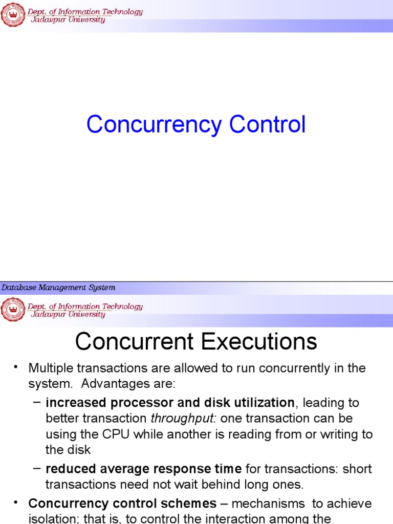 Ncurrency Control Pdf Database Transaction Information Management
