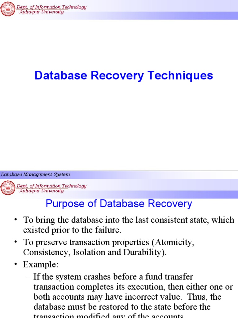Database Recovery Techniques | PDF | Database Transaction | Computer ...