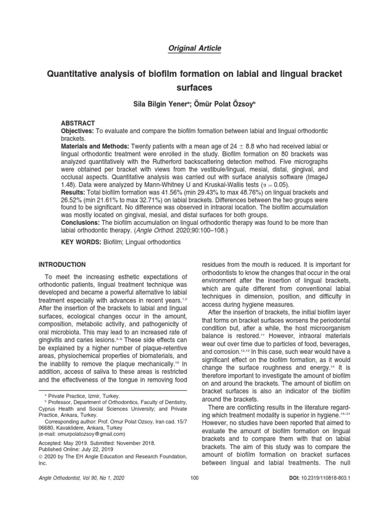 Angle Orthod. 2020 90 1 100-108 | PDF | Periodontology | Oral Hygiene