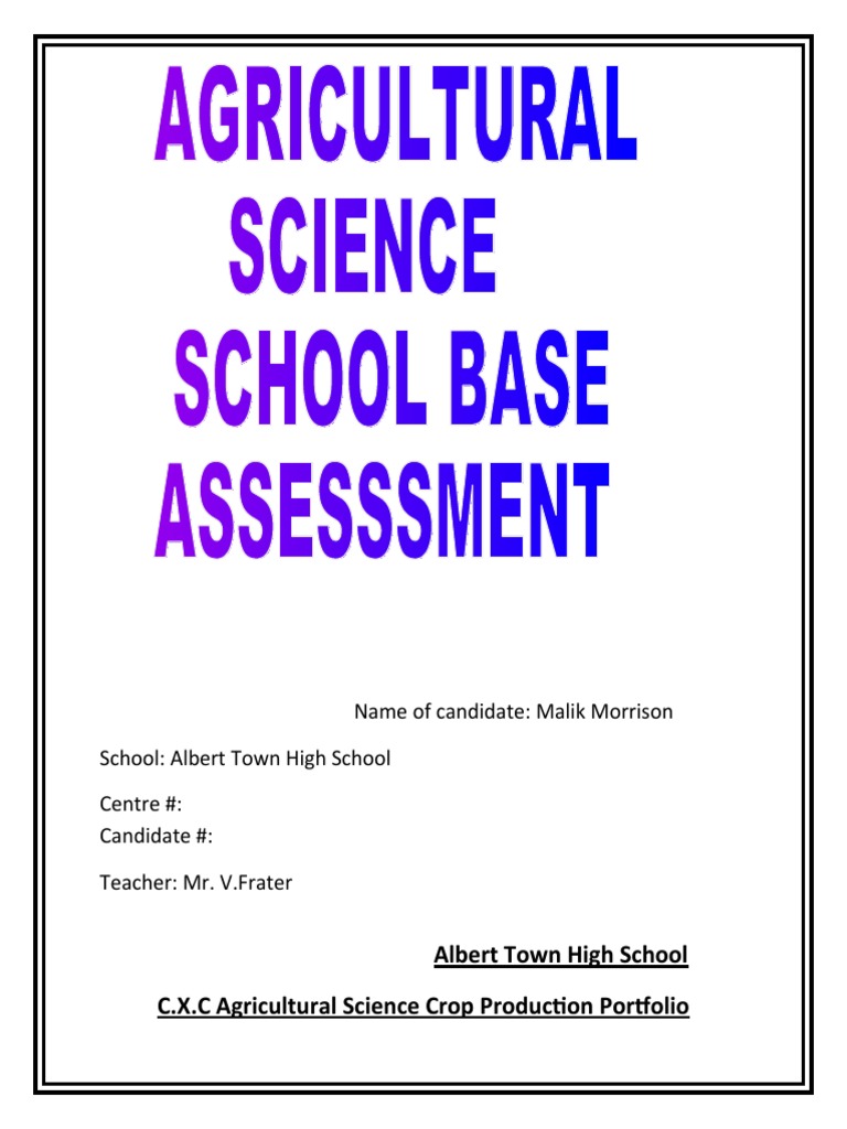 Albert Town High School C.X.C Agricultural Science Crop Production ...